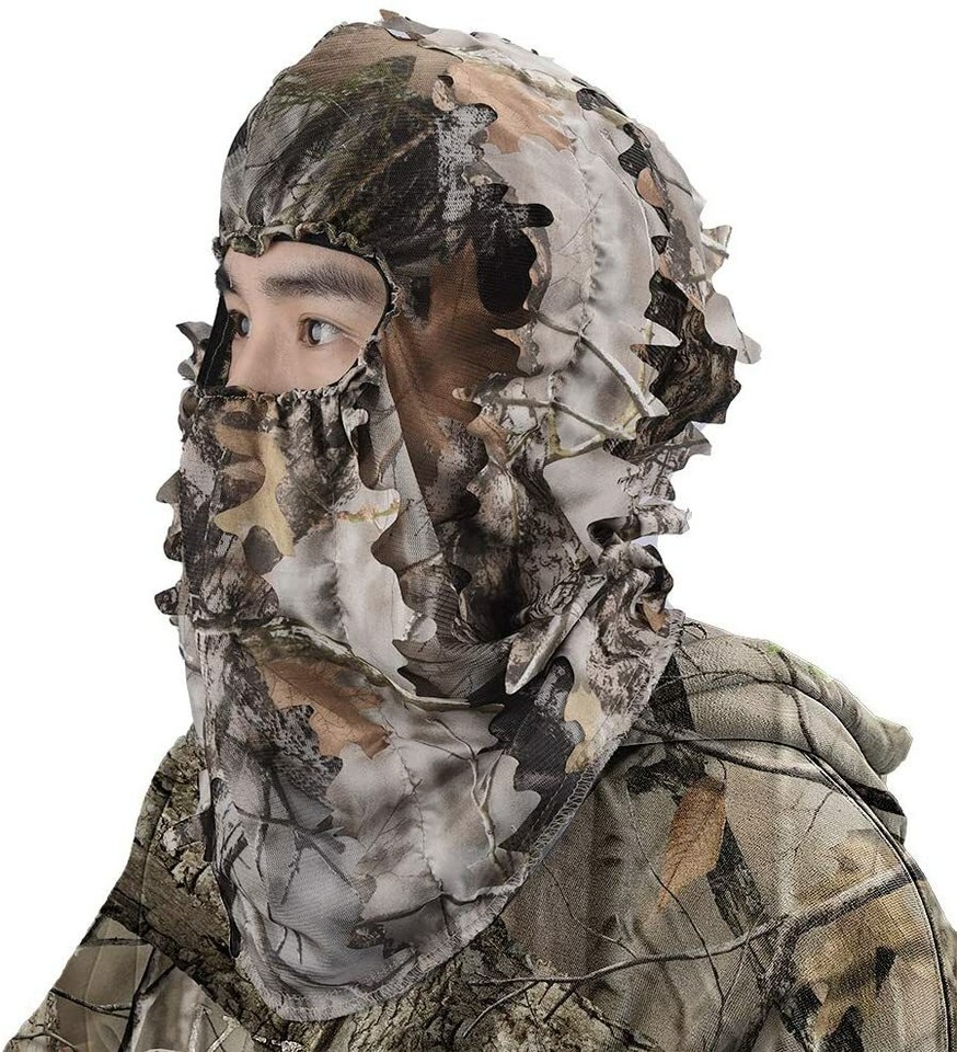 Ghillie Face Mask 3D Leafy Ghillie Camo Full Cover Headwear Hunting ...