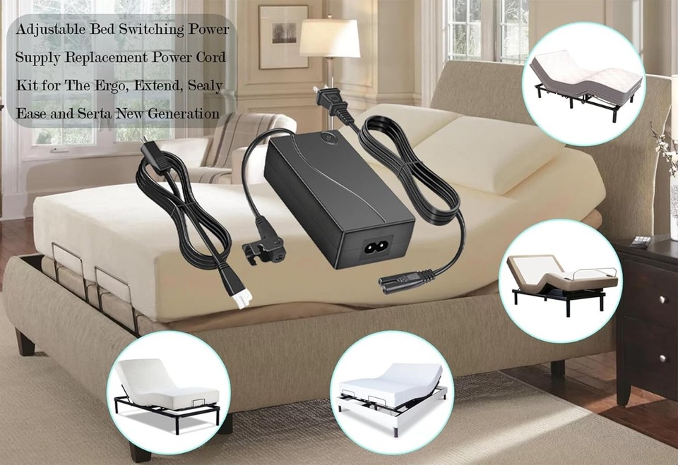 Adjustable Bed Power Adapter 3 Piece Kit for Tempur-Pedic Ashely Ergo ...