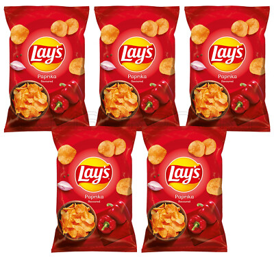 5 LAYS PAPRIKA Flavor Potato Chips Crisps European Snacks 130g 4.6oz | eBay