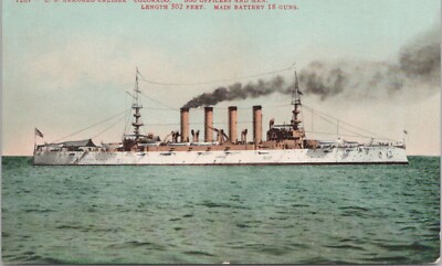 Lithograph- US Navy Armored Cruiser "Colorado" Military Scene early ...
