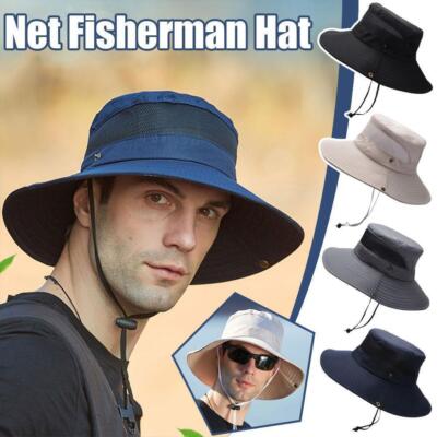 Wide Brim Sun Hat UV Protection Bucket Cap for Hiking Camping Fishing ...