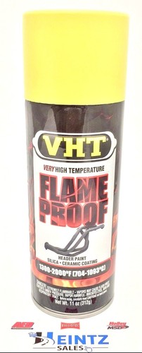 VHT SP108 High Temperature Flame Proof 11oz. Flat Header Yellow Spray ...