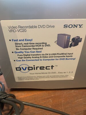 Sony VRD-VC20 Recorder Writer DVDirect with DV input Ext DVD-R DVD+R RW ...