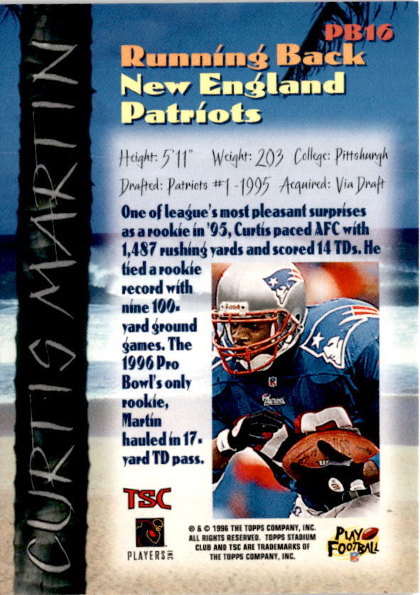 1996 Stadium Club #PB16 Curtis Martin Patriots Pro Bowl | eBay