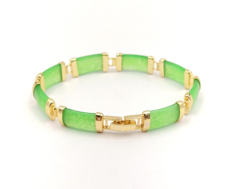 Yellow Multicolor Green Purple Jade Agate Shell 18KGP Snap Clasp Bangle ...