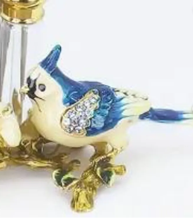 PERFUME BOTTLE-Blue Bird Vintage Style Floral Enameled Elegant Golden ...