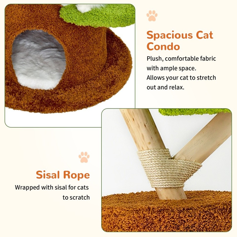 Magic Forest Cat Tree Tower Solid Wood Cat Tree Condo Scratching Post ...