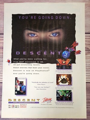 Descent Playstation 1 PS1 PS One PC Game 1996 Promotional Ad Art Print ...