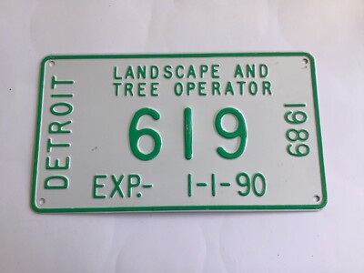 1990 Detroit Michigan Landscape and Tree Operator License Plate Tag | eBay