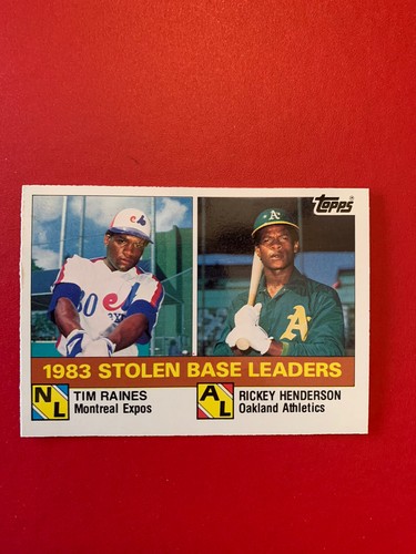 1984 Topps Tiffany 134 Stolen Base Leaders Rickey Henderson Tim Raines ...