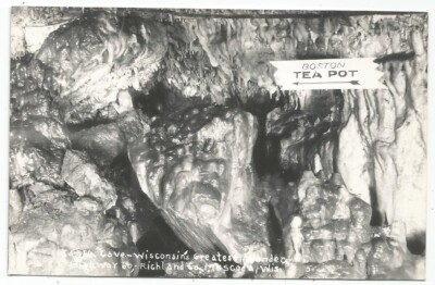 Muscoda, WI Wisconsin old RPPC Postcard Eagle Cave, Boston Tea Pot | eBay