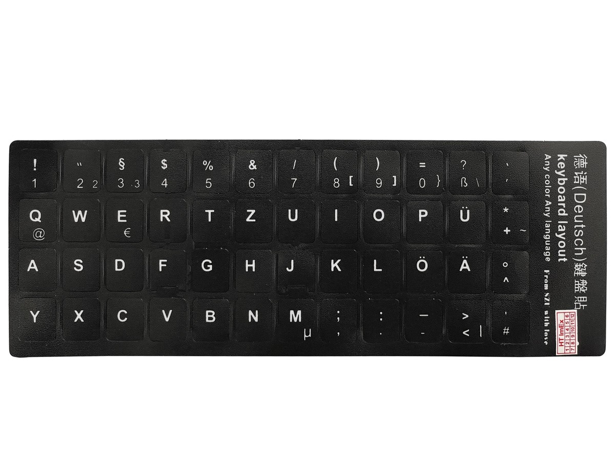 German Keyboard Stickers – Matt Black, 69 Keys, QWERTZ Layout For ...