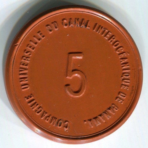 Panama. Canal Zone - (1881-88) Compagnie Universelle du Canal 5c Token ...