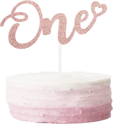 Glitter Double Sided Rose Gold One Cake Topper for 1St Birthday, Cake ...
