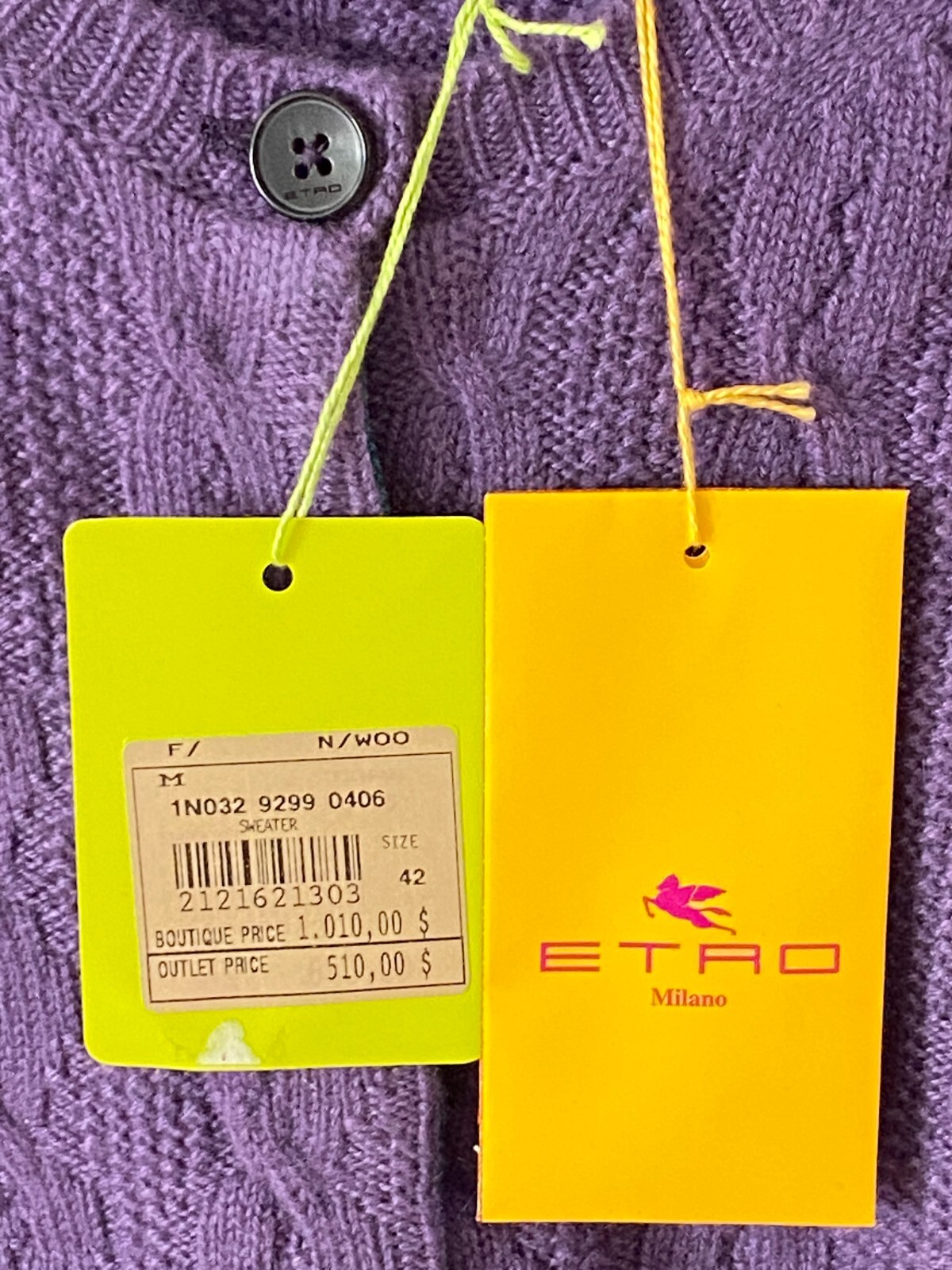 $1,010 ETRO 100% Cashmere Cable Knit Cardigan | Violet | IT/US 42, Medium | eBay