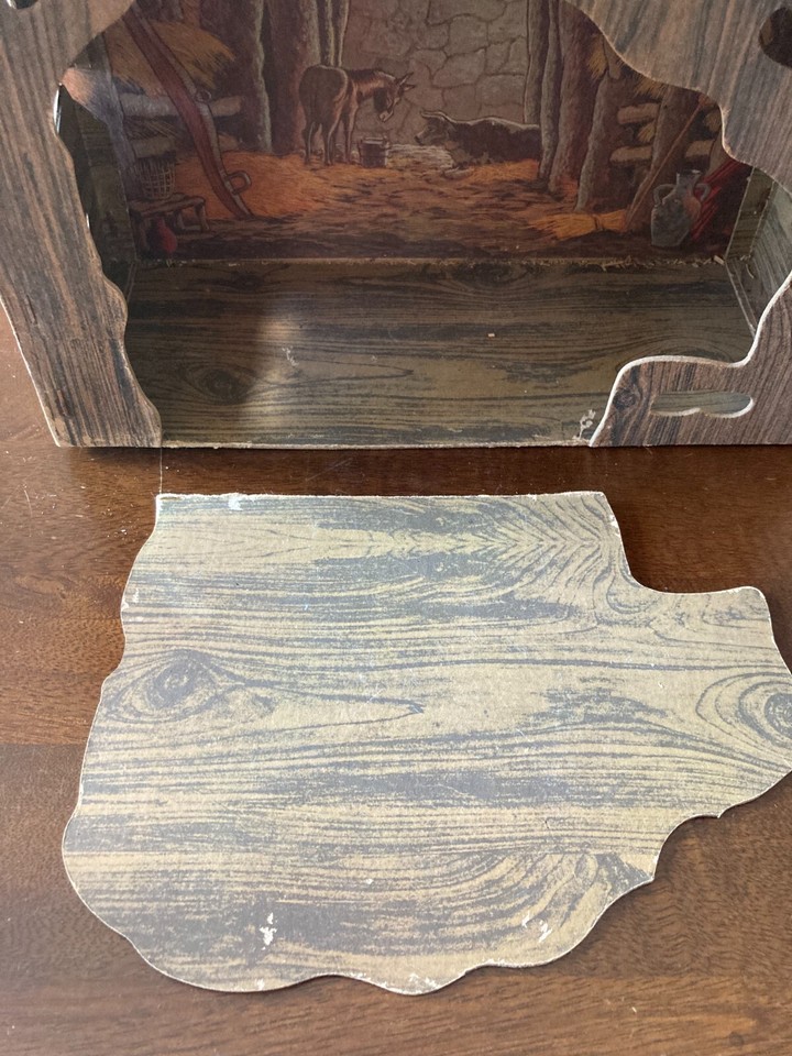 Vintage Nativity Set 11 Paper Mache Figures Cardboard Creche Putz ...