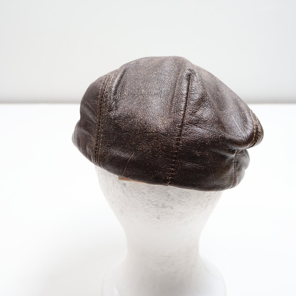 Adventure Bound Leather Newsboy Cap Hat Men's Medium Brown USA ...