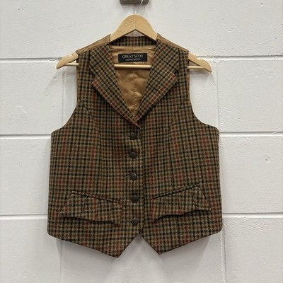 Great Scot Check Waistcoat Tweed UK 18 Wool Plaid Vest Made in Scotland ...