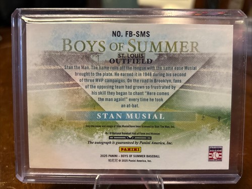 2025 Panini Boys Of Summer Fabric Of The Game Leather Auto Stan Musial ...