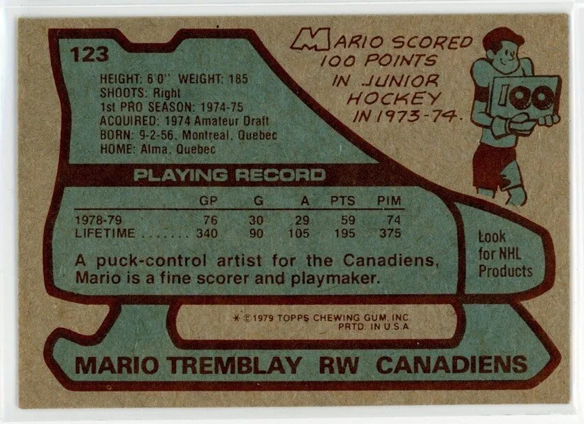 1979-80 Topps Hockey Mario Tremblay #123 EX | eBay