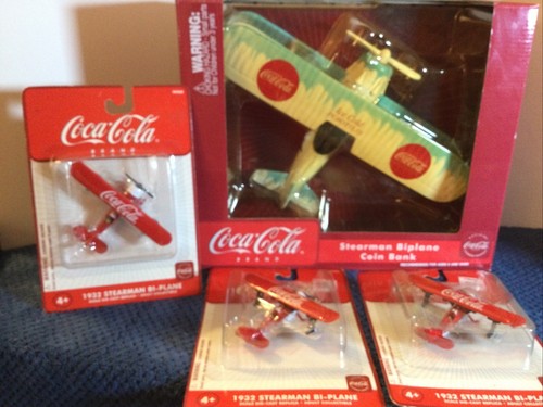 Coca Cola Stearman Biplane Coin Bank And 3 1932 Stearman Die Cast ...