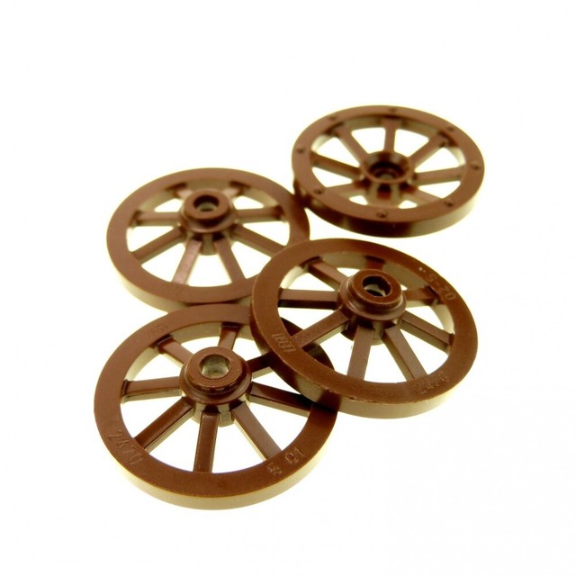 4 X Lego System Cartwheel Wagon Wheels Small Braun 1 1/16in For Castle ...