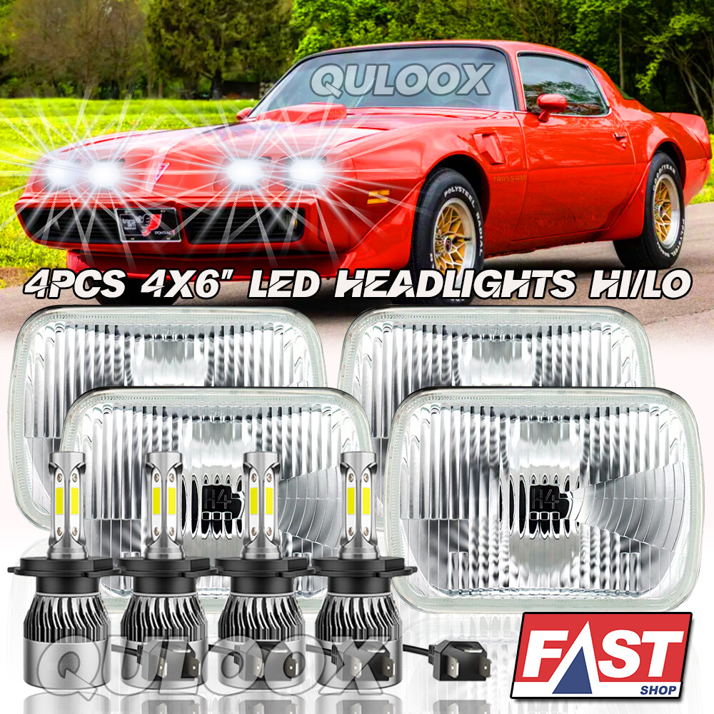 4pcs 4x6" LED Headlights Hi-Lo Beam DRL Fit Pontiac Firebird Trans AM ...