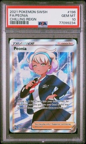 PSA 10 GEM MINT Peonia 196/198 Chilling Reign Full Art Ultra Rare Holo ...