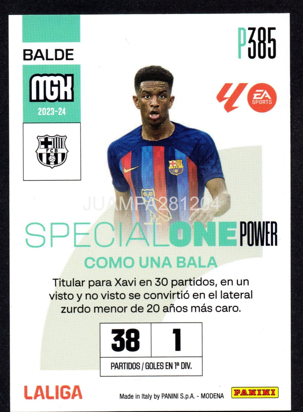 ALEJANDRO BALDE P385 SPECIAL ONE POWER 2023-24 CROMO MEGACRACKS LIGA PANIN 23/24 | eBay