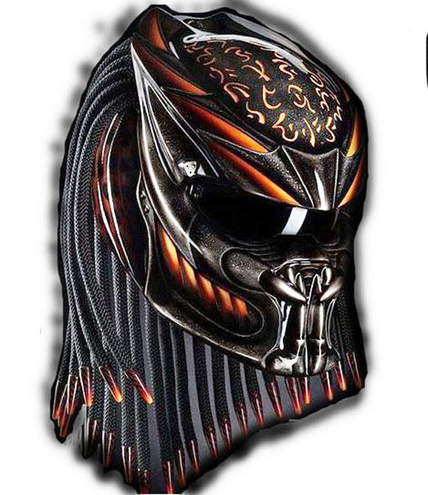 GREAT GREEN FIRE MOTIF PREDATOR HELMET DOT ECE WITH 3 LASERS | Open ...