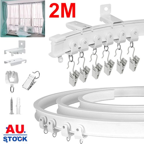 2M Bendable Flexible Curtain Rail Track Rod Ceiling Window Caravan ...