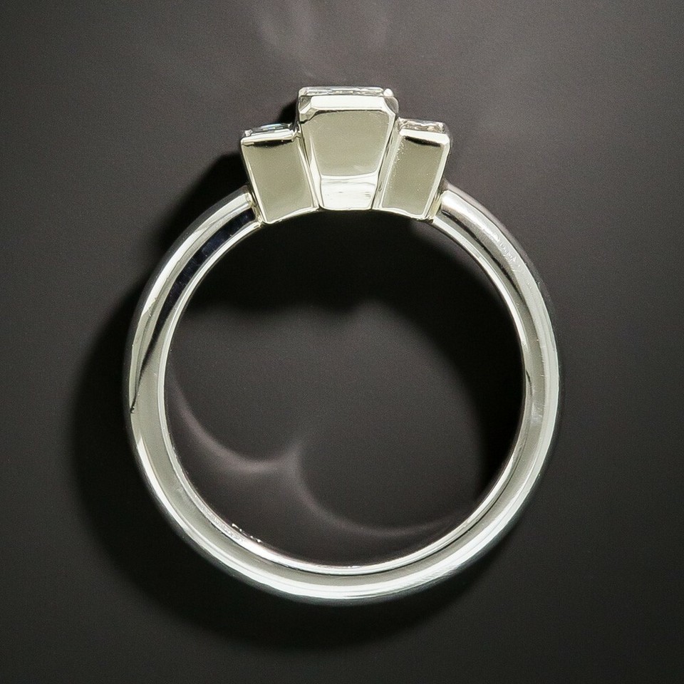 0.70 Carat Emerald Cut Cubic Zirconia Three Stone Women's 935 Silver ...