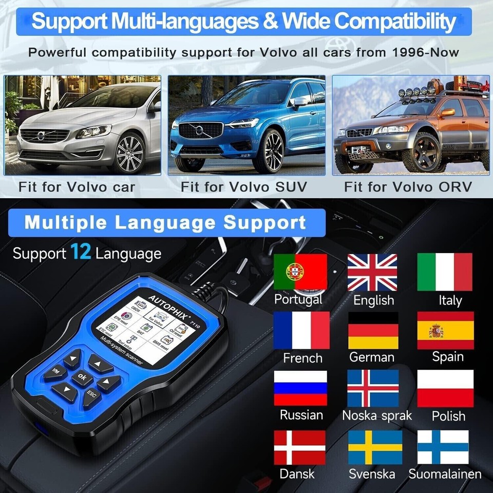 VOLVO ONLY Full-Service Fault Code Reader Scanner OBD2 Tool S60 V60 XC ...