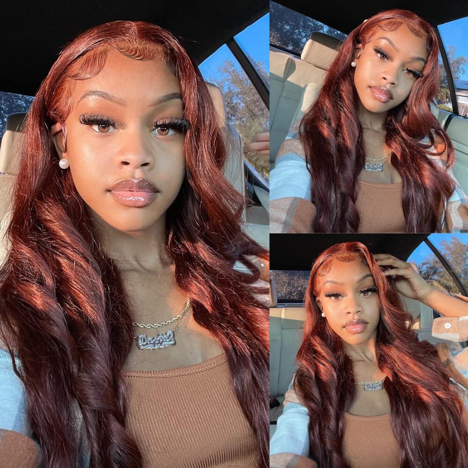 UNice Reddish Brown Body Wave 3 Bundles Human Hair Weaves Cooper Red ...