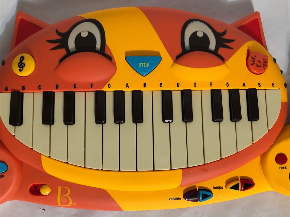My B Toys Meowsic Singing Orange Cat Piano Keyboard Microphone Music ...