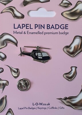 Black Helicopter Pilots Novelty Metal Enamelled Pin Badge Lapel Badge ...