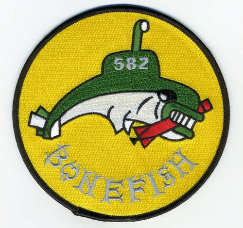 USS Bonefish SS 582 Subfish w/torpedo in mouth % inch Fully Emb B325 | eBay