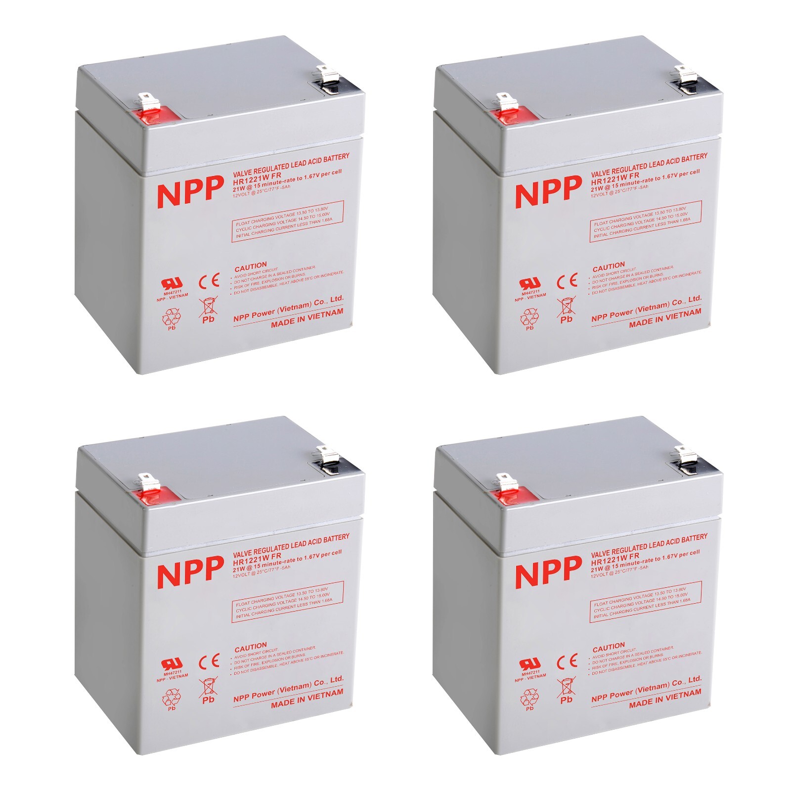 HR1221W (4pcs) Replace CSB HR1221W , Flame Retardant 12V 5Ah SLA UPS ...