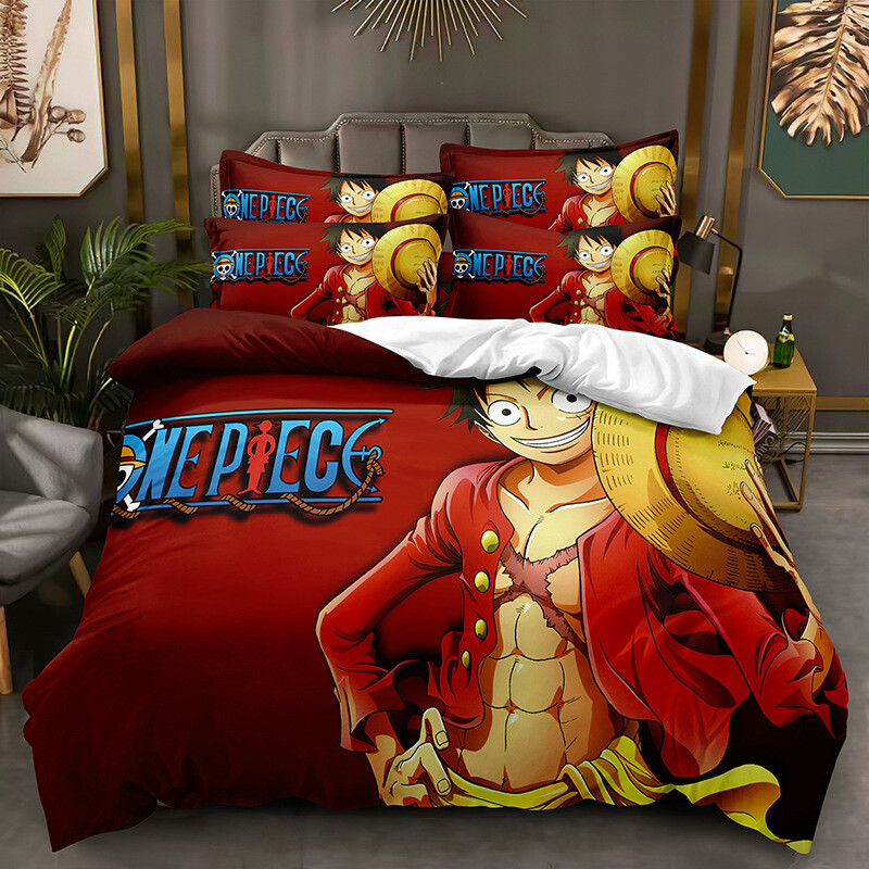 One Piece Luffy Doona Duvet Cover Pillowcase Bedding Set Single Double ...