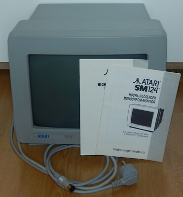 ATARI SM124 Monochrom Schwarz-Weiß Monitor Bildschirm + Ton 520 1040 ...