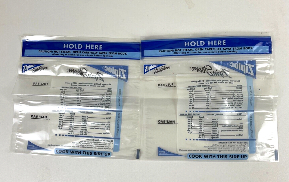 Glad Simply Cooking Microwave Steaming Bags 9 +2 Zip Lock Steam Bags | eBay