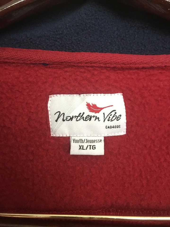 Northern Vibe Vancouver Canada Red Full Zip Vest Youth XL Fleece ...