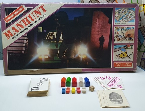 Retro Manhunt Board Game Replacement Parts 1987 Car Die House Cards Man ...