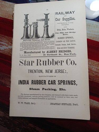 1872 print ad BALL'S TELESCOPE JACK SCREW Albert Bridges Railroad Car ...