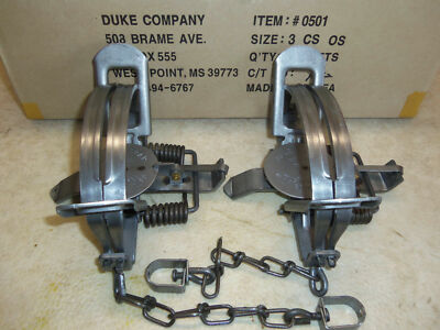 2 Duke #3 Coil Spring OS Traps Beaver Fox Bobcat Coyote Wolf Trapping ...