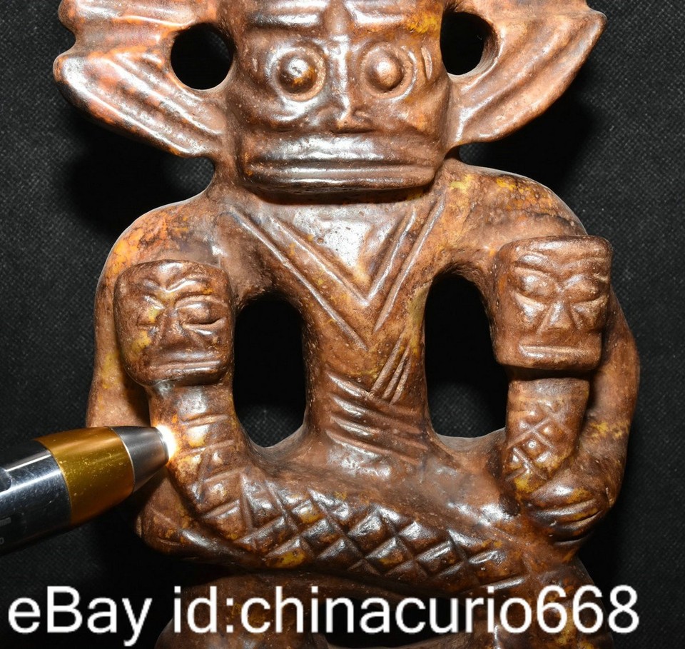 12" Old Chinese Hongshan Culture Jade Dynasty Sanxingdui Snake People ...
