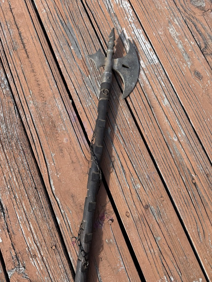 Antique Medieval Style Battle Axe Wooden Handle 30” | eBay
