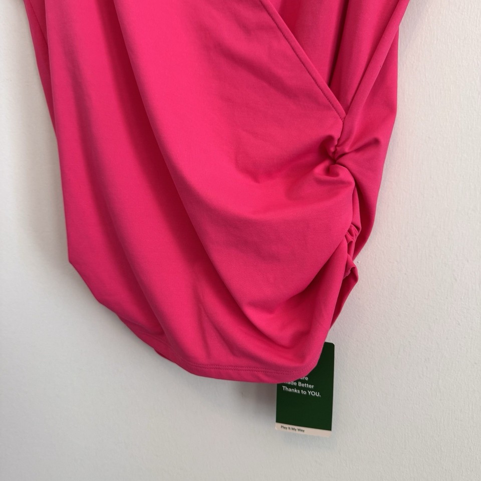 HALARA Pink Wrap Twist Front Top XS Athleisure Stretch Blouse NWT Women ...