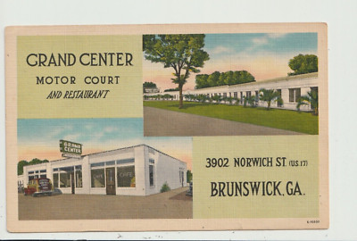 POSTCARD GRAND CENTER MOTOR COURT & RESTAURANT BRUNSWICK GEORGIA | eBay