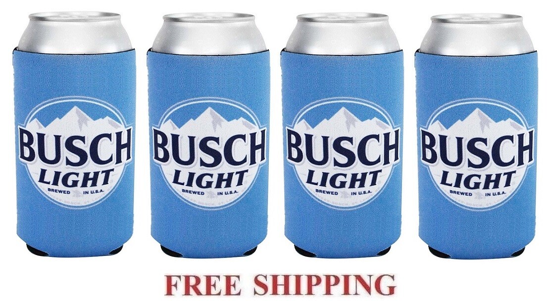 BUSCH LIGHT 16oz 4 BEER CAN COOLERS KOOZIE COOLIE PINT HUGGIE POUNDER ...